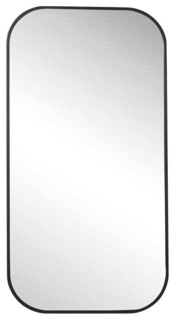 Modern Rounded Rectangle Wall Mirror in Classic Dark Bronze Curved ...