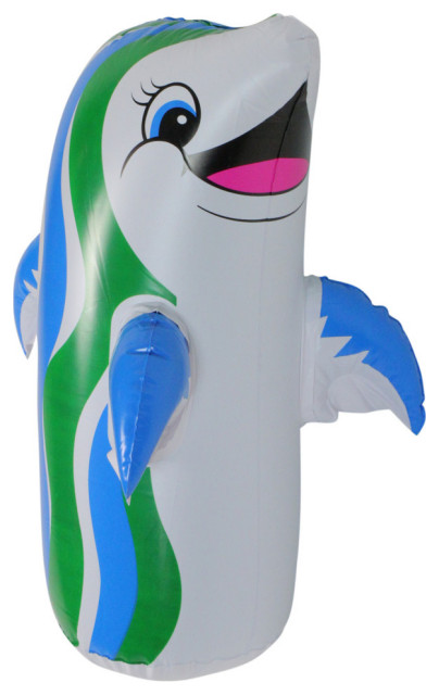 18" Inflatable White and Blue Dancing Dolphin Pool and Spa Bop Bag ...