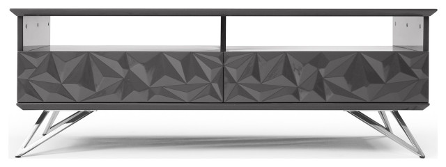 Zuri Furniture Modern Vortice Coffee Table Glossy Gray Lacquer Midcentury Coffee Tables By