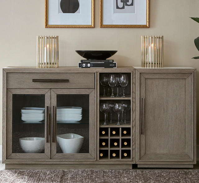 Multi-Functional Server With Bar Cabinet - Transitional - Wine And Bar ...