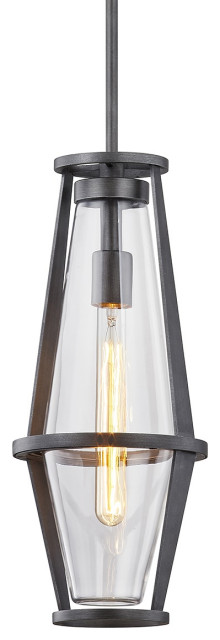 Prospect 1 Light Hanger - Graphite Finish - Clear Glass - Industrial ...