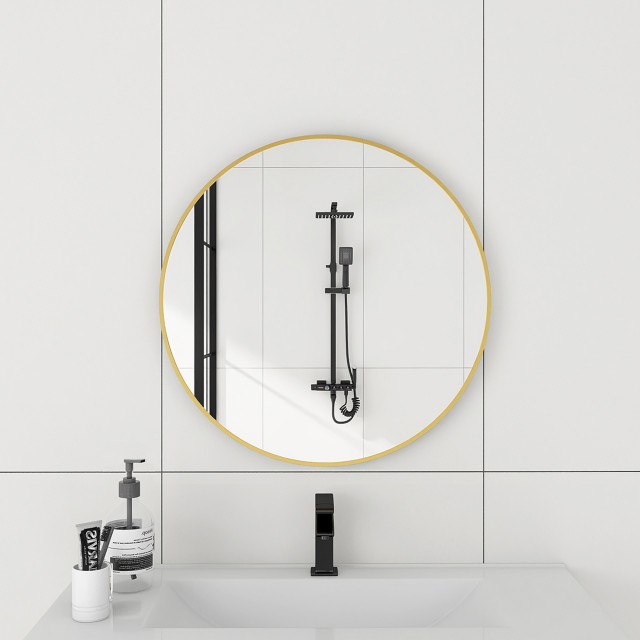 24" Round Framed Wall Mounted Bathroom Vanity Mirror - Contemporary ...