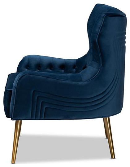 Baxton Studio Nelson Modern Luxe and Glam Navy Blue Velvet Fabric ...