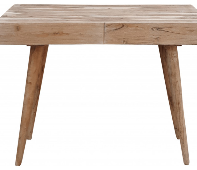 39" Brown Acacia Solid Wood Writing Desk With Three Drawers ...