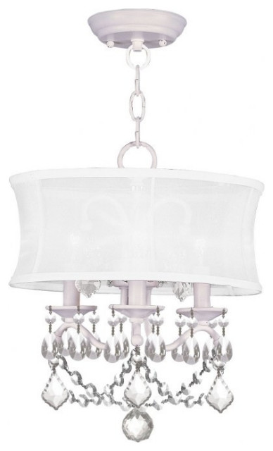 Traditional Glam Three Light Chandelier-White Finish - Chandelier ...