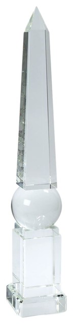 Spectacular Large Cut Crystal Tall Obelisk, Sculpture Clear Geometric ...
