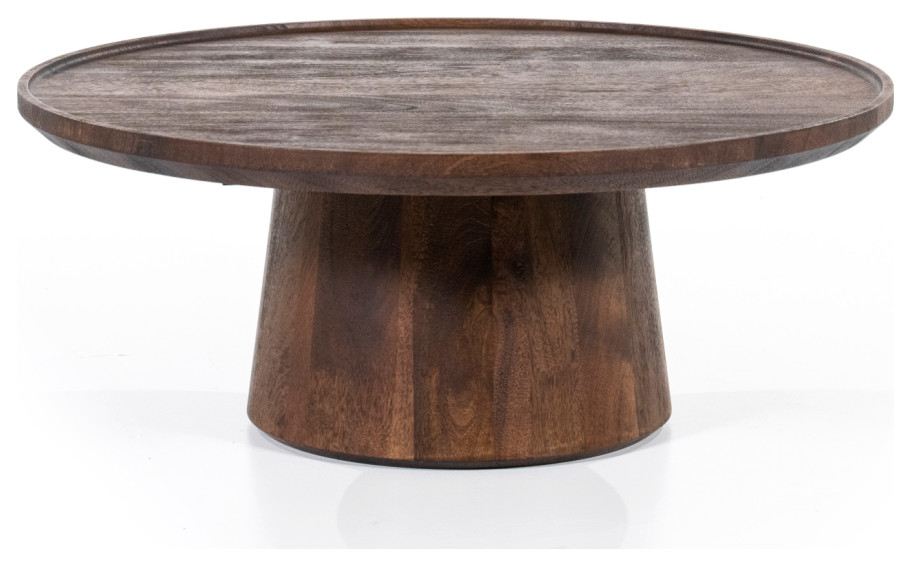 Wooden Pedestal Coffee Table | Eleonora Ron, Medium - Transitional - Coffee Tables - by OROA ...