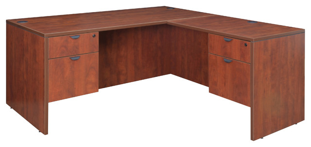 Legacy 66" Double Pedestal L-Desk With 47" Return, Cherry - Modern ...