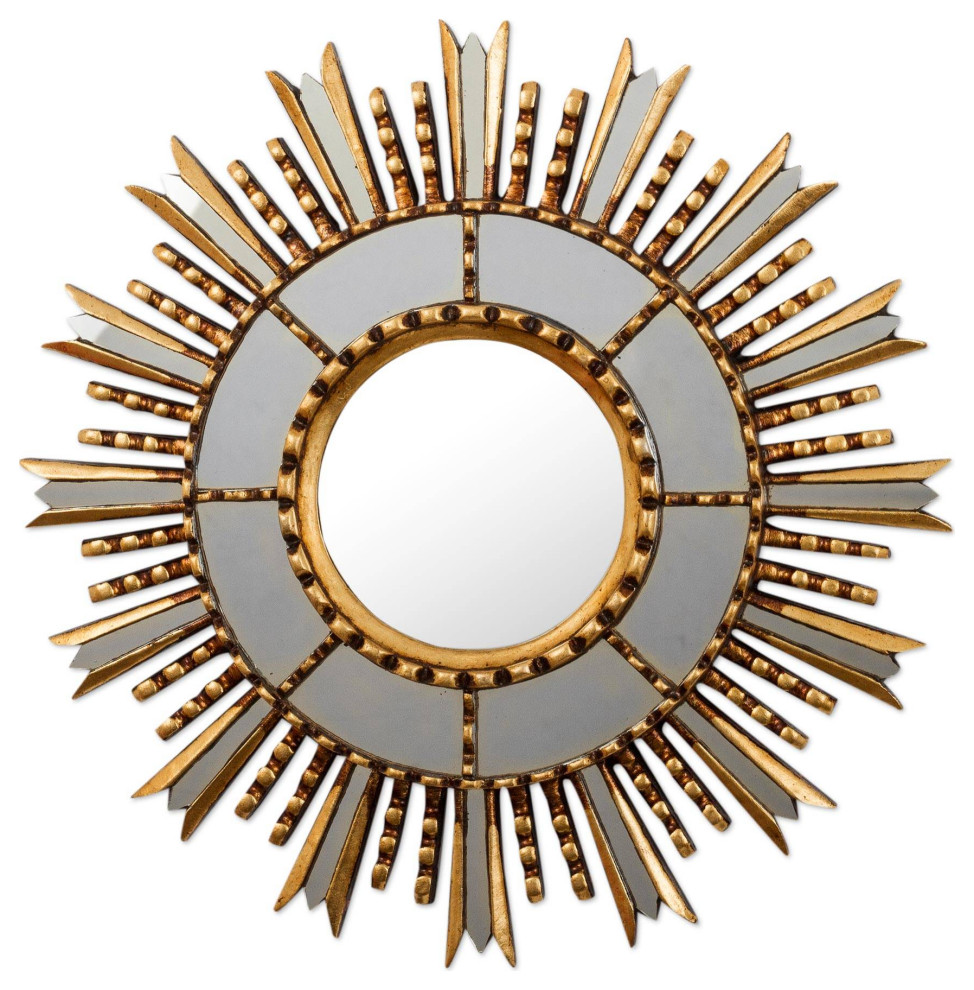 NOVICA Light Of Hope And Wood And Glass Wall Accent Mirror ...