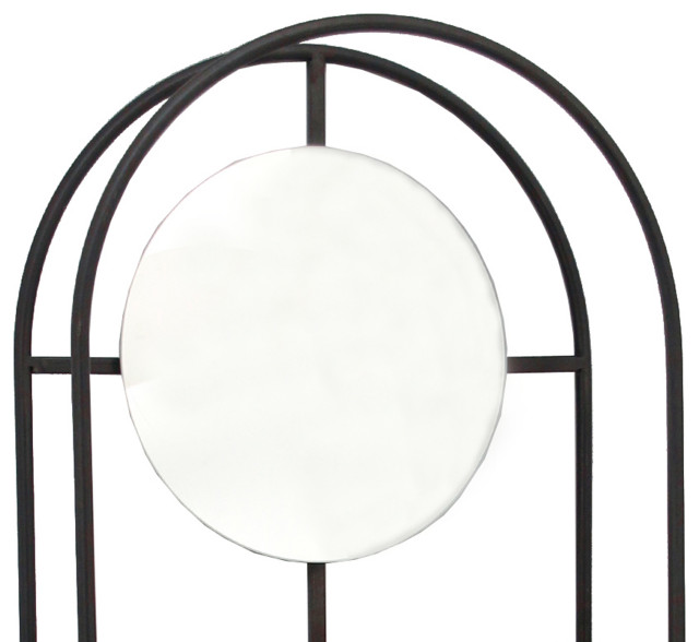 Obround Shape Metal Wall Shelf with 3 Display Space, Brown and Black ...