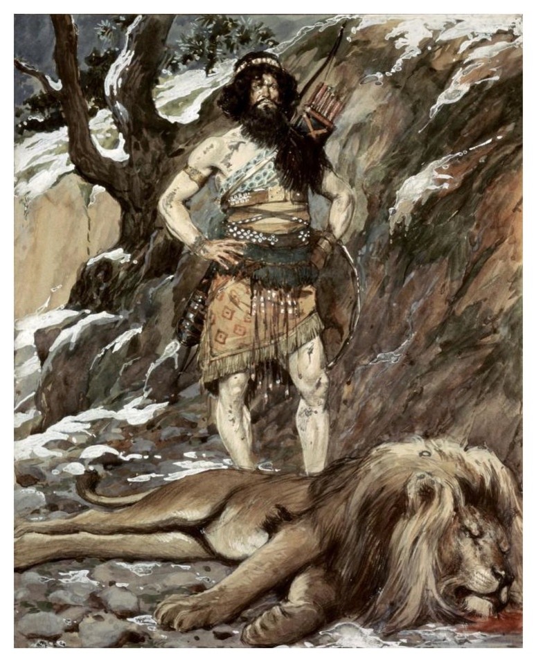 "Benaiah, Who Slew The Lion" Digital Paper Print by James Tissot, 15 ...