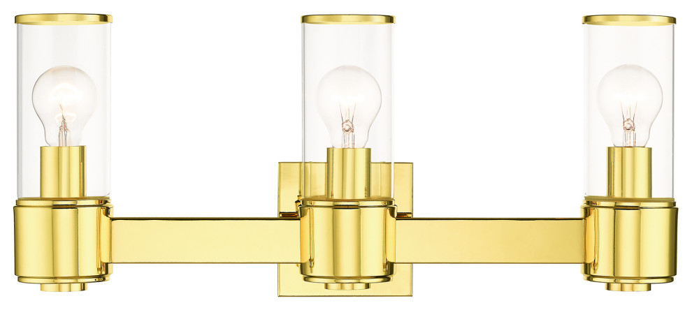 Livex Lighting Quincy 3-Light Polished Brass Vanity Sconce ...