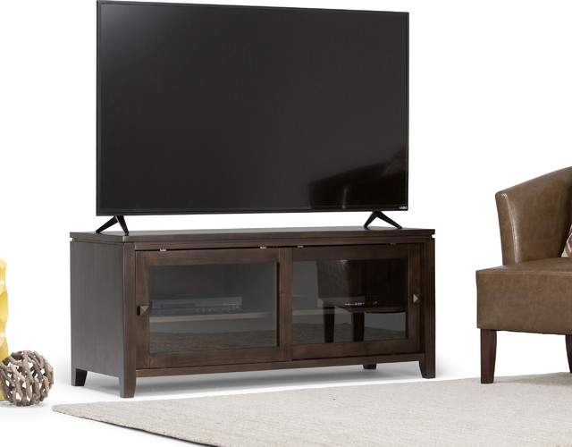 Solid Wood 48 Inch Wide Tv Media Stand And In Mahogany Brown For Tvs Up ...