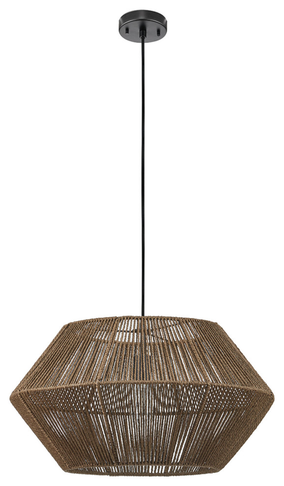 Malay Natural Twine 1-Light Pendant Light - Beach Style - Chandeliers ...