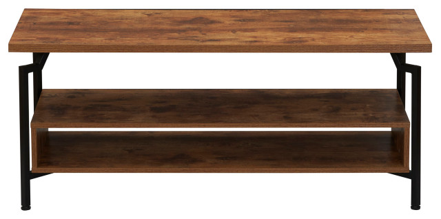Crown TV Stand, Rectangular Storage Compartment Rustic Hickory, Black ...