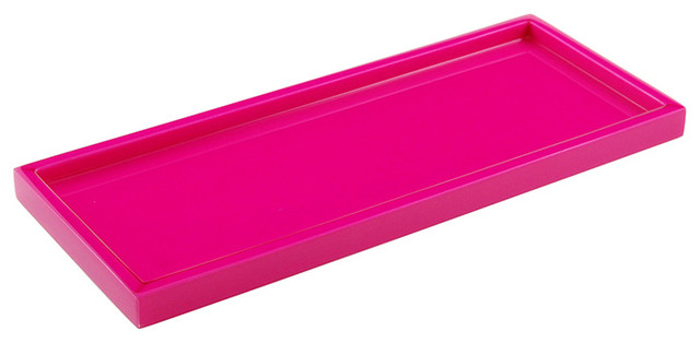 Hot Pink Lacquer Long Vanity Tray - Contemporary - Bathroom Organizers ...