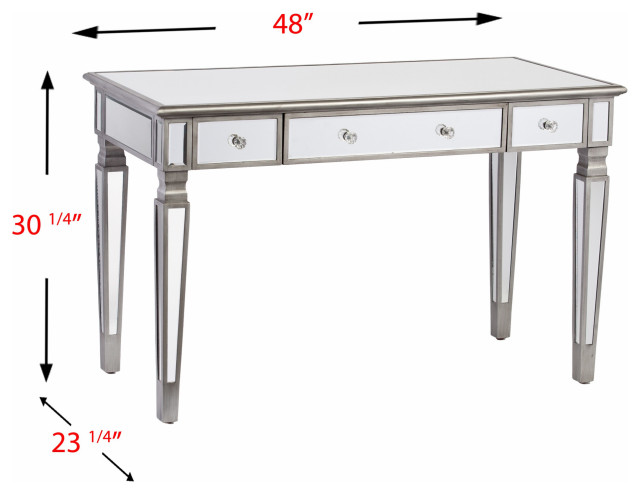 Silver Matte Mirrored Writing Desk - Transitional - Desks And Hutches ...