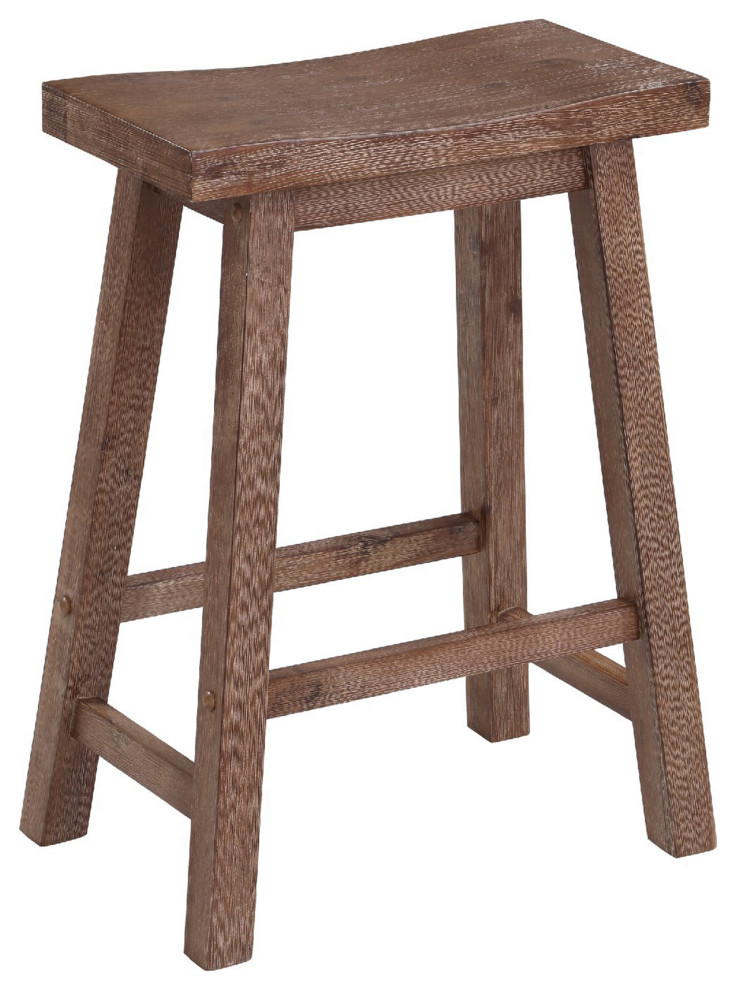Wooden Frame Saddle Seat Counter Height Stool With Angled Legs, Brown ...