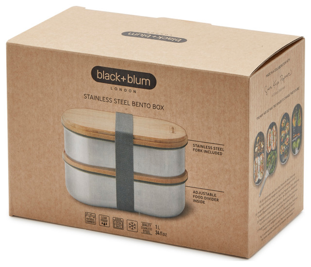 Black+Blum Stainless Steel Double Bento Box with Grey Strap ...