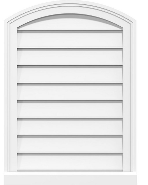 Arch Top Surface Mount PVC Gable Vent, Brickmould Sill Frame, 22"W x 22 ...