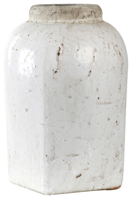 Distressed Ceramic Vase, Off-White, Small - Farmhouse - Vases - by ...