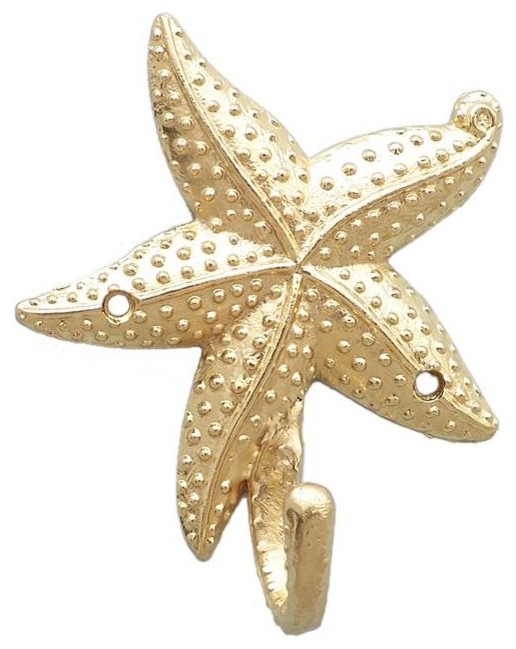 Brass Starfish Hook 5" - Beach Style - Wall Hooks - by Handcrafted ...