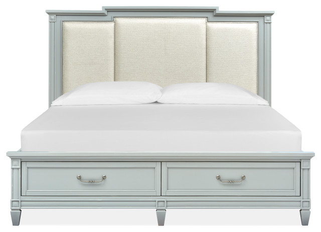 Complete Panel Storage Bed With Upholstered Headboard, Queen - Transitional - Platform Beds - by ...