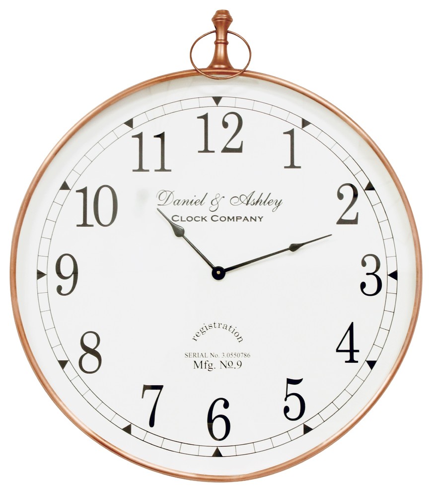 Saffron Fabs 24 Inches Round Metel Wall Clock - Transitional - Wall ...