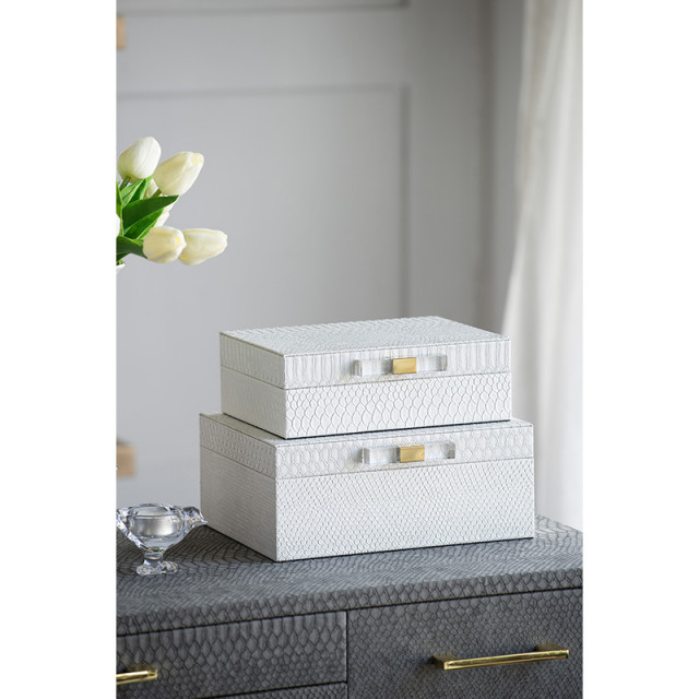 Snake Print Decorative Rectangular Boxes with Gold and Acrylic Handles ...