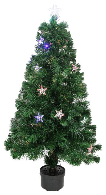 Pre-Lit Color Changing Fiber Optic Christmas Tree With Stars, 3 ...