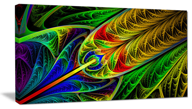 Stained Glass with Glowing Designs, Abstract Wall Art Canvas, 32"x16"x1 ...