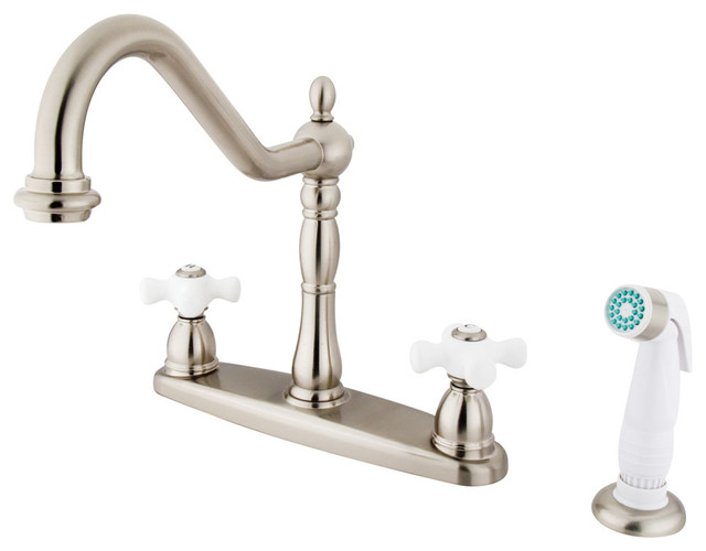 Heritage 8" Center Kitchen Faucet with Non-Metallic Sprayer ...