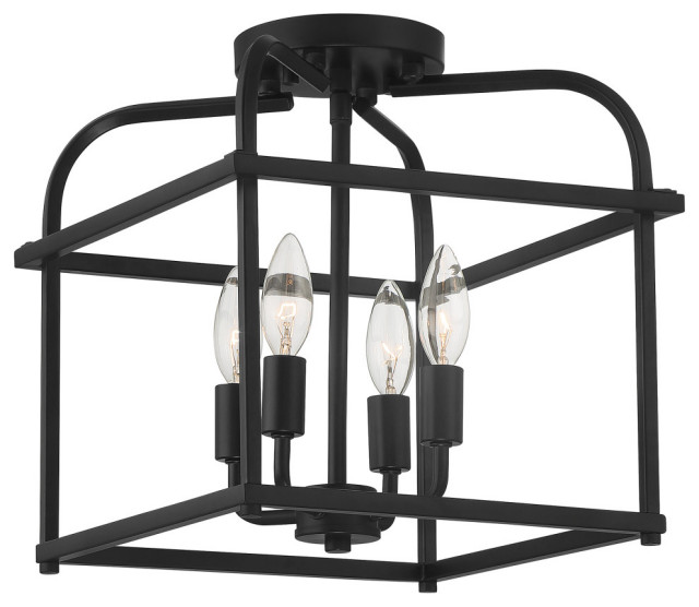 4-Light Ceiling Light, Matte Black - Transitional - Flush-mount Ceiling ...
