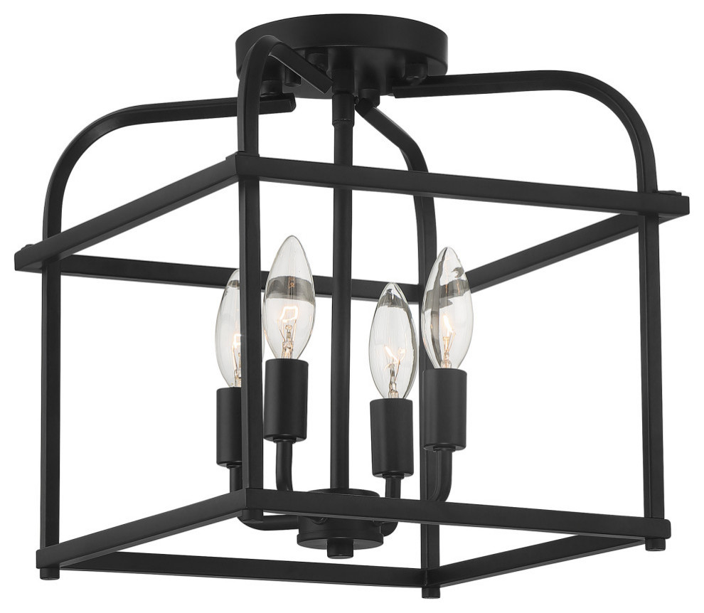 4-Light Ceiling Light, Matte Black - Transitional - Flush-mount Ceiling ...