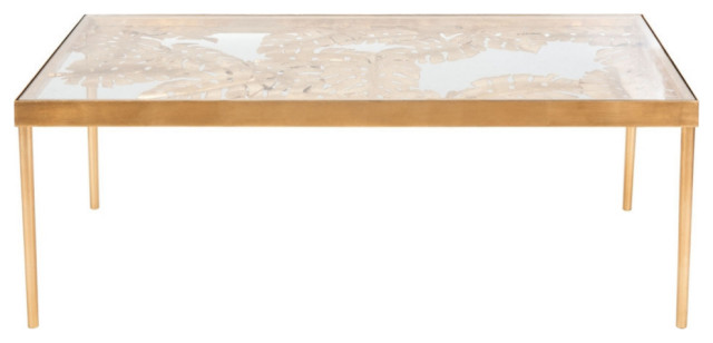Liam Palm Leaf Coffee Table, Gold Leaf - Tropical - Coffee Tables - by ...