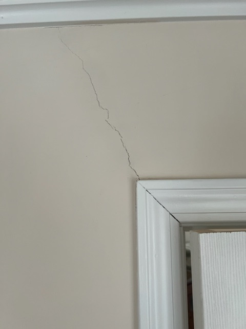 Need ideas to fix or cover persistent stress crack in drywall. | Houzz ...