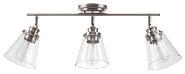 Jackson 3-Light Brushed Nickel Track Lighting with Clear Glass Shades ...