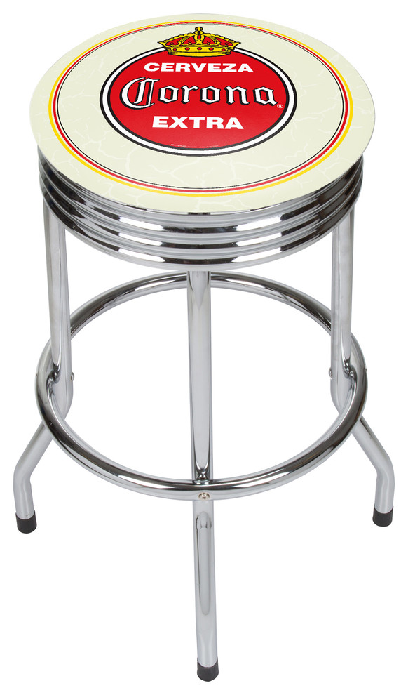 Corona Chrome Ribbed Bar Stool, Vintage - Contemporary - Bar Stools And ...