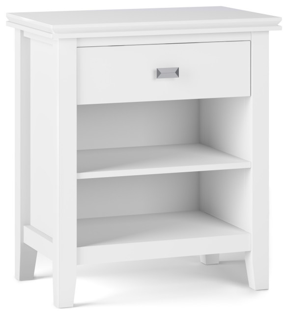 Artisan Solid Wood 24 Inch Wide Transitional Bedside Nightstand Table In White - Transitional ...