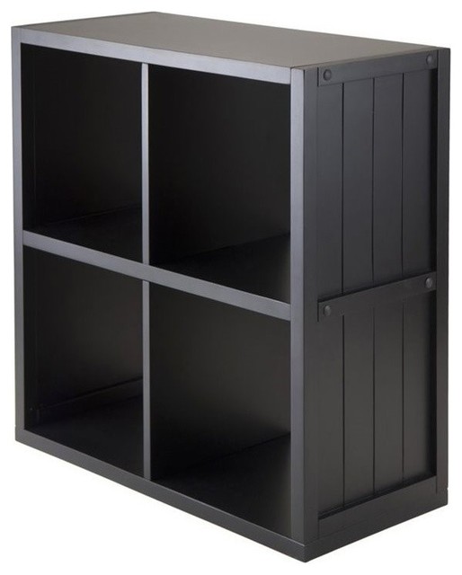 Pemberly Row 2x2 Modern Wood Storage Cabinet with Wainscoting Panel in ...