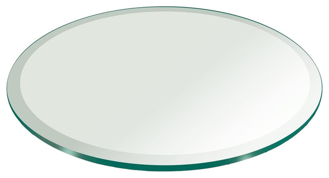 Round 1/2'' Thick Beveled Tempered Glass Table Top, - Contemporary ...