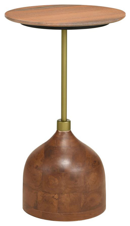 Round Wood Top Side Table, Peach and Gold - Transitional - Side Tables ...