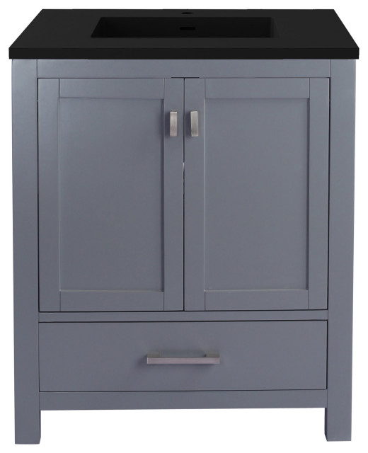 Wilson 30" Grey Bathroom Vanity With Matte VIVA Stone Solid Surface ...