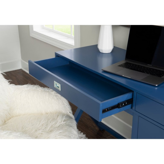 Contemporary Desk, X-Leg & 4 Spacious Drawers With Metal Pull Handles ...
