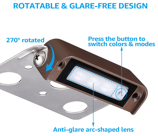 12-Pack 4" Low Voltage RGB LED Stair Lights, Hardscape Step Light Muti ...