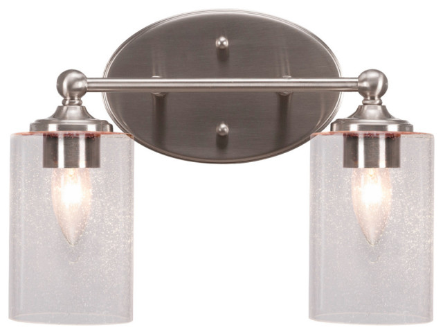 Capri 2-Light Bath Bar, Brushed Nickel/Clear Bubble - Transitional ...