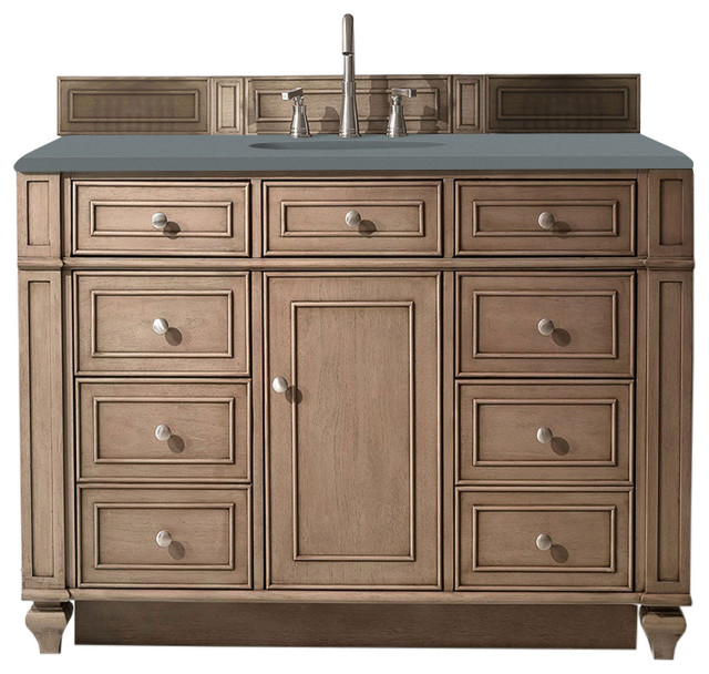 Bristol 48" Single Vanity, Whitewashed Walnut, W/ 3 Cm Cala Blue Quartz ...