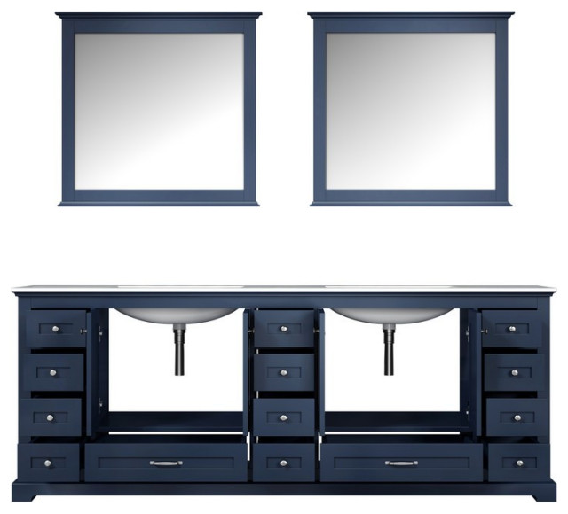 Dukes 84" Navy Blue Double Vanity - Transitional - Bathroom Vanities ...