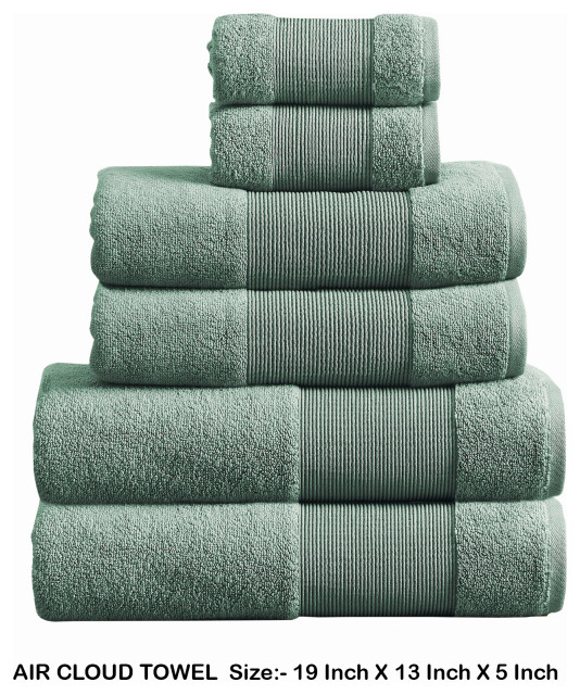 Benzara BM284478 6 Piece Cotton Towel Set, Softly Textured Design ...