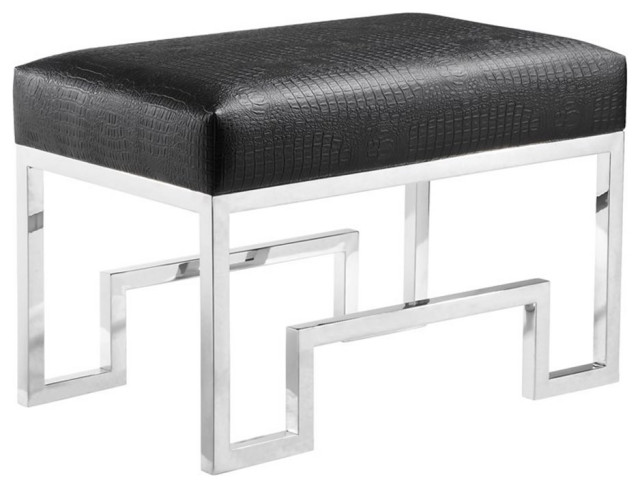 American Home Classic Laurence 18" Stainless Steel/Fabric Stool in ...